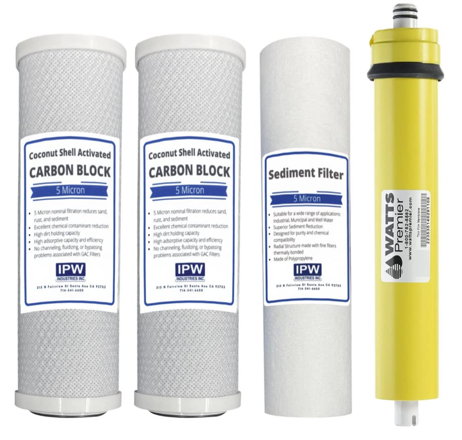 Watts Replacement Water Filters for WP-4V Reverse Osmosis System w/ 50 GPD Membrane 560018