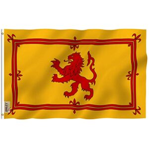 anley fly breeze 3x5 foot scotland rampant lion flag - vivid color and fade proof - canvas header and double stitched - scottish rampant lion flags polyester with brass grommets 3 x 5 ft