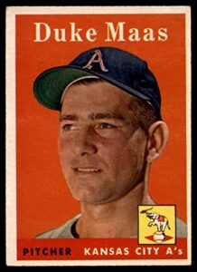 baseball mlb 1958 topps #228 duke maas ex excellent athletics