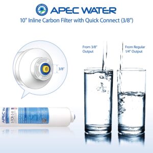 APEC Water Systems 5-TCR-3-8 APEC ULTIMATE Series US Made 10" Inline Carbon Filter with Quick Connector (3/8"), White