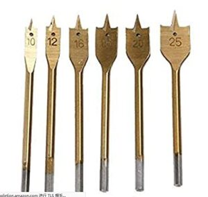 driak 6pcs 10-25mm/0.39"-0.98" metric titanium boring drill bits spade paddle flat woodworking drill bit rotary tools