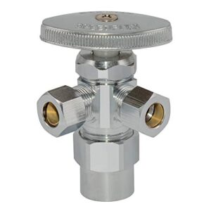 eastman multi-turn dual outlet 3-way shut-off valve, 1/2 inch cpvc x 3/8 inch od compression, chrome plated, 04349lf