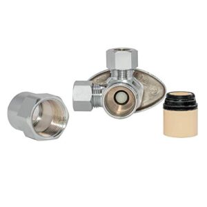 Eastman Multi-Turn Dual Outlet 3-Way Shut-Off Valve, 1/2 Inch CPVC x 3/8 Inch OD Compression, Chrome Plated, 04349LF