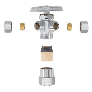 Eastman Multi-Turn Dual Outlet 3-Way Shut-Off Valve, 1/2 Inch CPVC x 3/8 Inch OD Compression, Chrome Plated, 04349LF