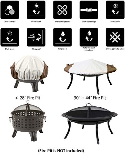 Amazon Basics Outdoor Round Patio Fire Pit Cover, Small, 44 inch