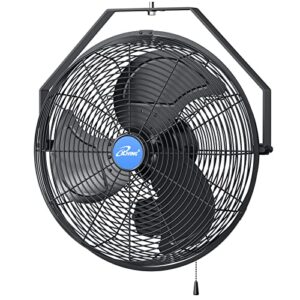 iliving 18" wall mounted variable speed indoor/outdoor weatherproof fan, industrial grade for patio, greenhouse, garage, workshop, and loading dock, 6360 cfm, black