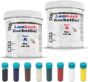 lamlock rocketgel - 25 minute stone epoxy for granite, quartz, marble, tile - easily fix chips, fill cracks, repair defects and restore countertops and tile