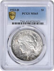 1923 d peace dollar pcgs ms65