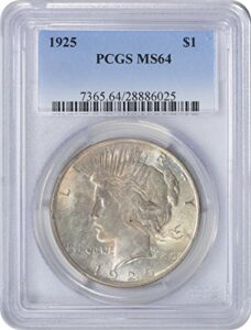 1925-p peace dollar, ms64, pcgs