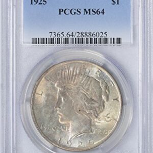 1925-P Peace Dollar, MS64, PCGS