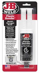 j-b weld 50139 plastic bonder body panel adhesive and gap filler syringe - black - 25 ml