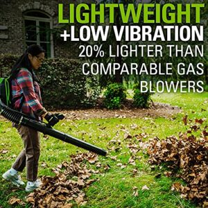 Greenworks 80V (180 MPH / 610 CFM / 75+ Compatible Tools) Cordless Brushless Backpack Blower, 2.5Ah Battery and Rapid Charger Included