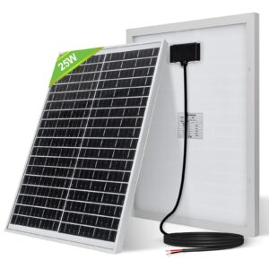 eco-worthy solar panel 25w 12v monocrystalline waterproof panel for charging 12v battery of rv boat trailer atv car or powering 12v light, charing 12v battery pack and other off-grid applications