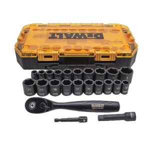 dewalt impact socket set, 23 piece set, 3/8" drive metric/sae (dwmt74738)