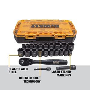 DEWALT Impact Socket Set, 23 Piece Set, 3/8" Drive Metric/SAE (DWMT74738)