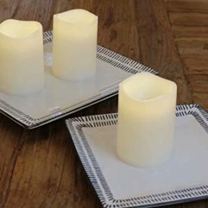 Set of 3 Outdoor IP44 Warm White LED Rainproof Waterproof Flameless Battery LED Pillar Candles with Remote and Timer, Plastic, Won't Melt, Weather Resistant Design 3 x 4", Timer 24hours