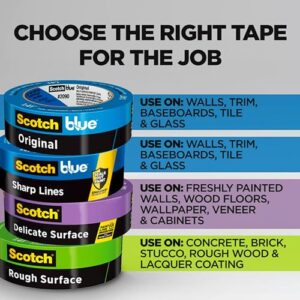 ScotchBlue Original Multi-Surface Painter's Tape, 1.88 Inches x 60 Yards, 12 Rolls, Blue, Paint Tape Protects Surfaces and Removes Easily, Multi-Surface Painting Tape for Indoor and Outdoor Use