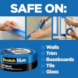 ScotchBlue Original Multi-Surface Painter's Tape, 1.88 Inches x 60 Yards, 12 Rolls, Blue, Paint Tape Protects Surfaces and Removes Easily, Multi-Surface Painting Tape for Indoor and Outdoor Use