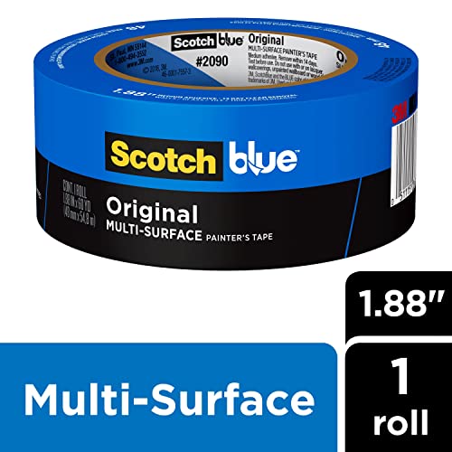 ScotchBlue Original Multi-Surface Painter's Tape, 1.88 Inches x 60 Yards, 12 Rolls, Blue, Paint Tape Protects Surfaces and Removes Easily, Multi-Surface Painting Tape for Indoor and Outdoor Use