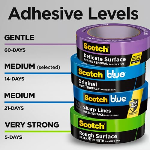 ScotchBlue Original Multi-Surface Painter's Tape, 1.88 Inches x 60 Yards, 12 Rolls, Blue, Paint Tape Protects Surfaces and Removes Easily, Multi-Surface Painting Tape for Indoor and Outdoor Use