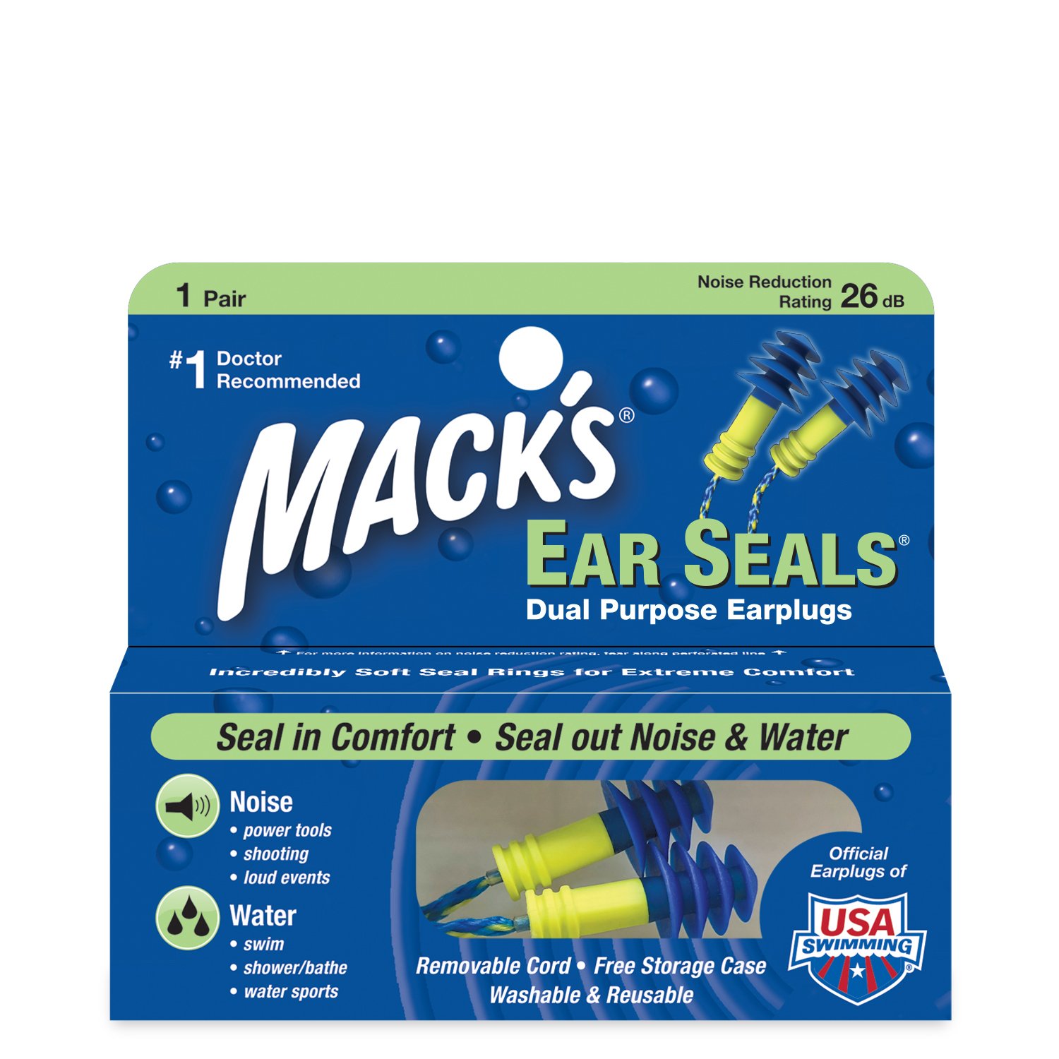 Mack's Ear Seals Dual Purpose Earplugs 1 Pair (Pack of 3)