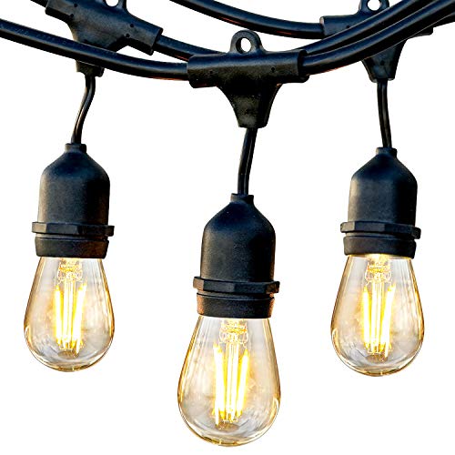 Brightech Ambience Pro - Waterproof LED Outdoor String Lights - 7 Hanging, 2W Dimmable Vintage Edison Bulbs, 24 Ft Commercial Grade Patio Lights Create Cafe Christmas Ambience in Your Backyard