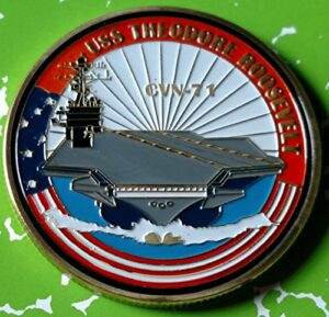 us navy uss theodore roosevelt cvn-71 colorized challenge art coin