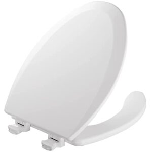 mayfair 18440ec 000 open front toilet seat will never loosen and easily remove, elongated, durable enameled wood, white