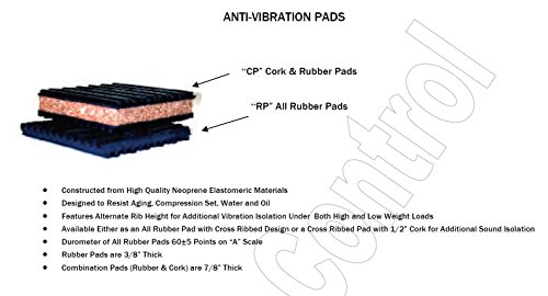 4 Pack of Anti Vibration Pads 4" x 4" x 7/8" Rubber/Cork Vibration isolation pads