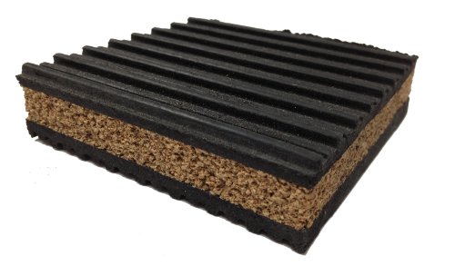 4 Pack of Anti Vibration Pads 4" x 4" x 7/8" Rubber/Cork Vibration isolation pads