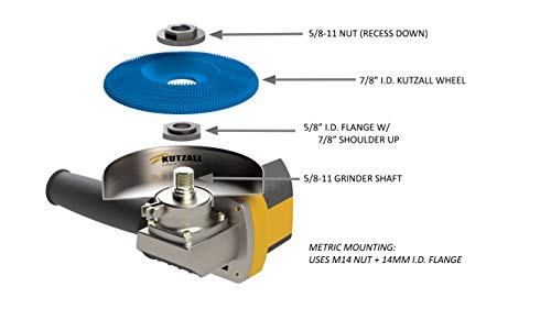 Kutzall Extreme Shaping Dish - Coarse, 4-1⁄2" (114.3mm) Dia. X 7⁄8" (22.2mm) Bore - Woodworking Angle Grinder Attachment for DeWalt, Bosch, Milwaukee, Makita. Abrasive Tungsten Carbide, DW412X90