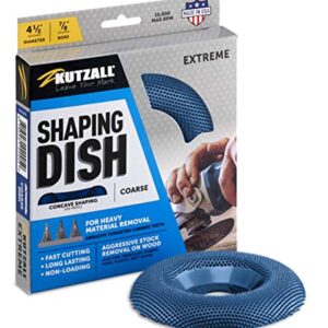 Kutzall Extreme Shaping Dish - Coarse, 4-1⁄2" (114.3mm) Dia. X 7⁄8" (22.2mm) Bore - Woodworking Angle Grinder Attachment for DeWalt, Bosch, Milwaukee, Makita. Abrasive Tungsten Carbide, DW412X90