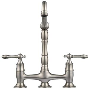 Glacier Bay 852N-05504 Lyndhurst 2-Handle Bridge Side Sprayer Kitchen Faucet in Brushed Nickel by Glacier Bay