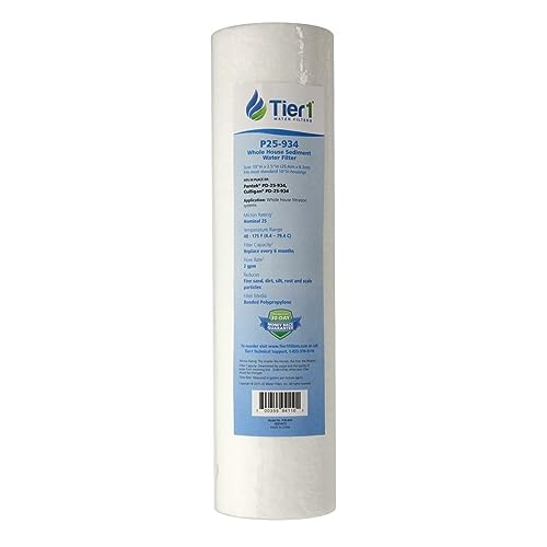 Tier1 25 Micron 10 Inch x 2.5 Inch | Spun Wound Polypropylene Whole House Sediment Water Filter Replacement Cartridge | Compatible with Pentek PD-25-934, American Plumber W25P, Home Water Filter