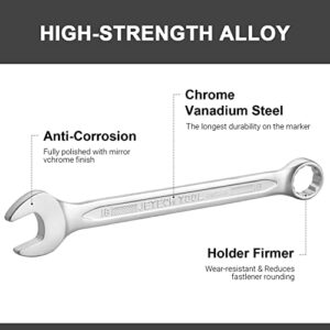 Jetech 18mm Combination Wrench - Industrial Grade Spanners with 12-Point Design, 15-Degree Offset, Made with Durable Chrome Vanadium Steel in Sand Blasted Finish, Forged, Heat-Treated, Metric