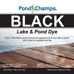 Pond Champs Black Lake & Pond Dye – One Gallon of Deep Black Pond Colorant – Treats 1 Acre – Keeps Pond Safe from UV Rays - Safe for Fish, Wildlife, Pets & Children