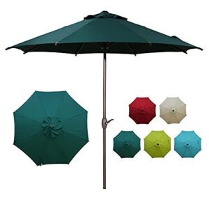 abba patio 11ft patio umbrella outdoor umbrella patio market table umbrella with push button tilt and crank for garden, lawn, deck, backyard& pool, dark green