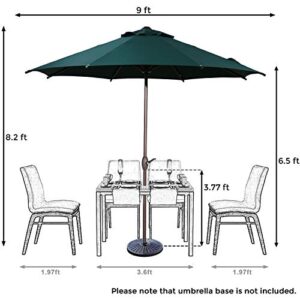 Abba Patio 11ft Patio Umbrella Outdoor Umbrella Patio Market Table Umbrella with Push Button Tilt and Crank for Garden, Lawn, Deck, Backyard& Pool, Dark Green