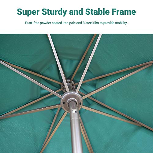 Abba Patio 11ft Patio Umbrella Outdoor Umbrella Patio Market Table Umbrella with Push Button Tilt and Crank for Garden, Lawn, Deck, Backyard& Pool, Dark Green