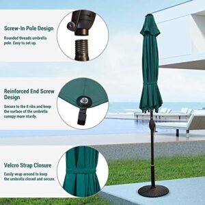 Abba Patio 11ft Patio Umbrella Outdoor Umbrella Patio Market Table Umbrella with Push Button Tilt and Crank for Garden, Lawn, Deck, Backyard& Pool, Dark Green