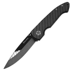 cool hand 4.5" carbon fiber folding knife w/ 3.25" polished black zirconia ceramic blade, liner lock mechanism, w/pocket clip, gift box packing