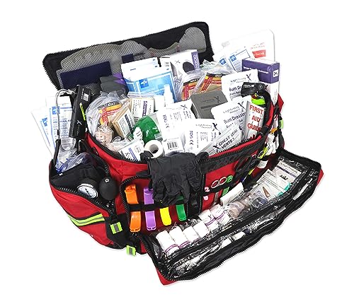 Lightning X MB50 Breathing & Trauma Stocked Gear Bag w/Fill Kit for First Responder EMT - Red