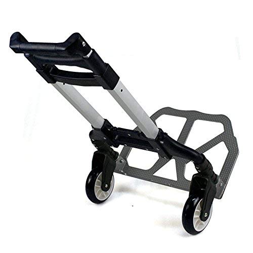 F2C Portable Folding Hand Truck Aluminium Luggage Trolley Cart and Dolly 175 lbs Capacity with Black Bungee Cord, Telescoping Handle, PVC Wheels with Double Bearings for Travel Office Auto Moving