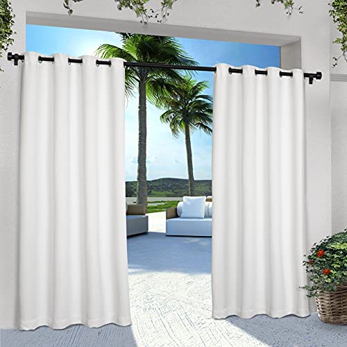 Exclusive Home Cabana Solid Indoor/Outdoor Light Filtering Grommet Top Curtain Panel, 54"x84", Winter White, Set of 2