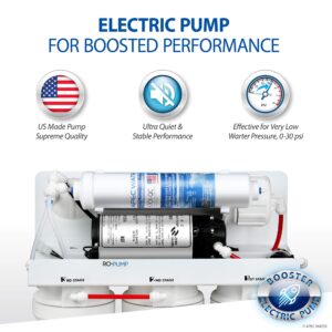 APEC Water Systems RO-PUMP-120V Top Tier Ultra Safe Reverse Osmosis Drinking Water Filtration System with US Made Booster Pump