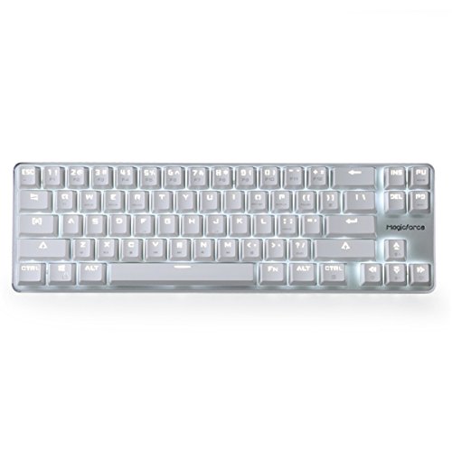 Qisan Mechanical Keyboard Gaming Keyboard GATERON Blue Switch Wired Backlit Mechanical Mini Design (60%) 68 Keys Keyboard White Magicforce