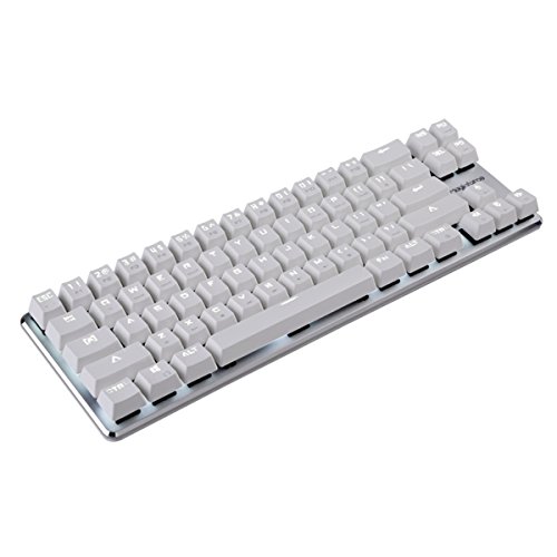 Qisan Mechanical Keyboard Gaming Keyboard GATERON Blue Switch Wired Backlit Mechanical Mini Design (60%) 68 Keys Keyboard White Magicforce