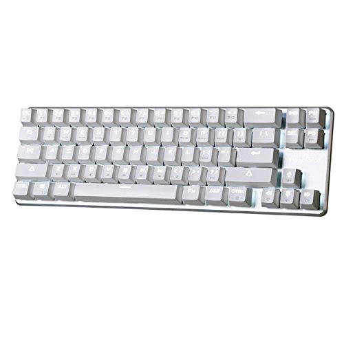 Qisan Mechanical Keyboard Gaming Keyboard GATERON Blue Switch Wired Backlit Mechanical Mini Design (60%) 68 Keys Keyboard White Magicforce