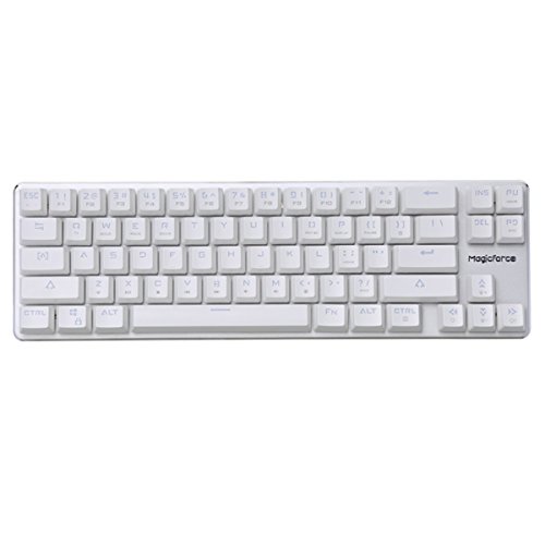 Qisan Mechanical Keyboard Gaming Keyboard GATERON Blue Switch Wired Backlit Mechanical Mini Design (60%) 68 Keys Keyboard White Magicforce