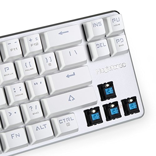 Qisan Mechanical Keyboard Gaming Keyboard GATERON Blue Switch Wired Backlit Mechanical Mini Design (60%) 68 Keys Keyboard White Magicforce